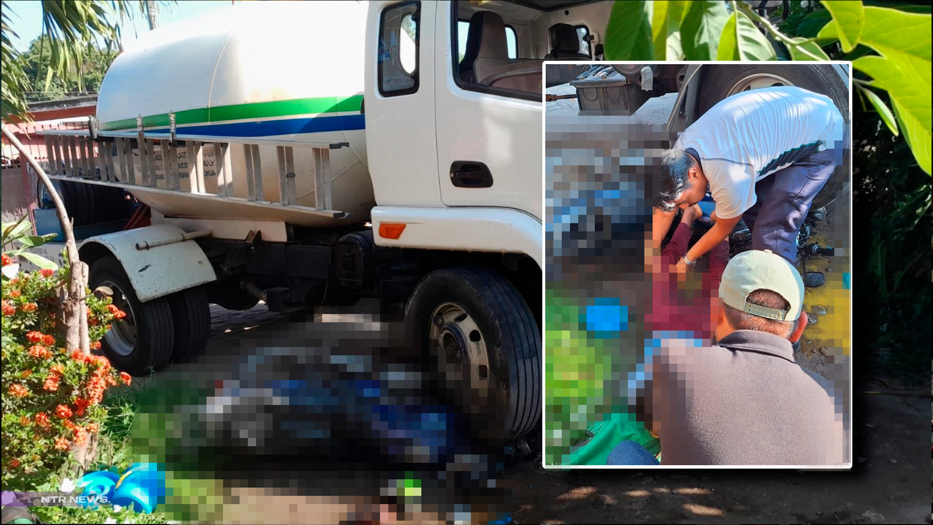 Papá e hijo sufren fuerte accidente bajo pipa en Tapachula