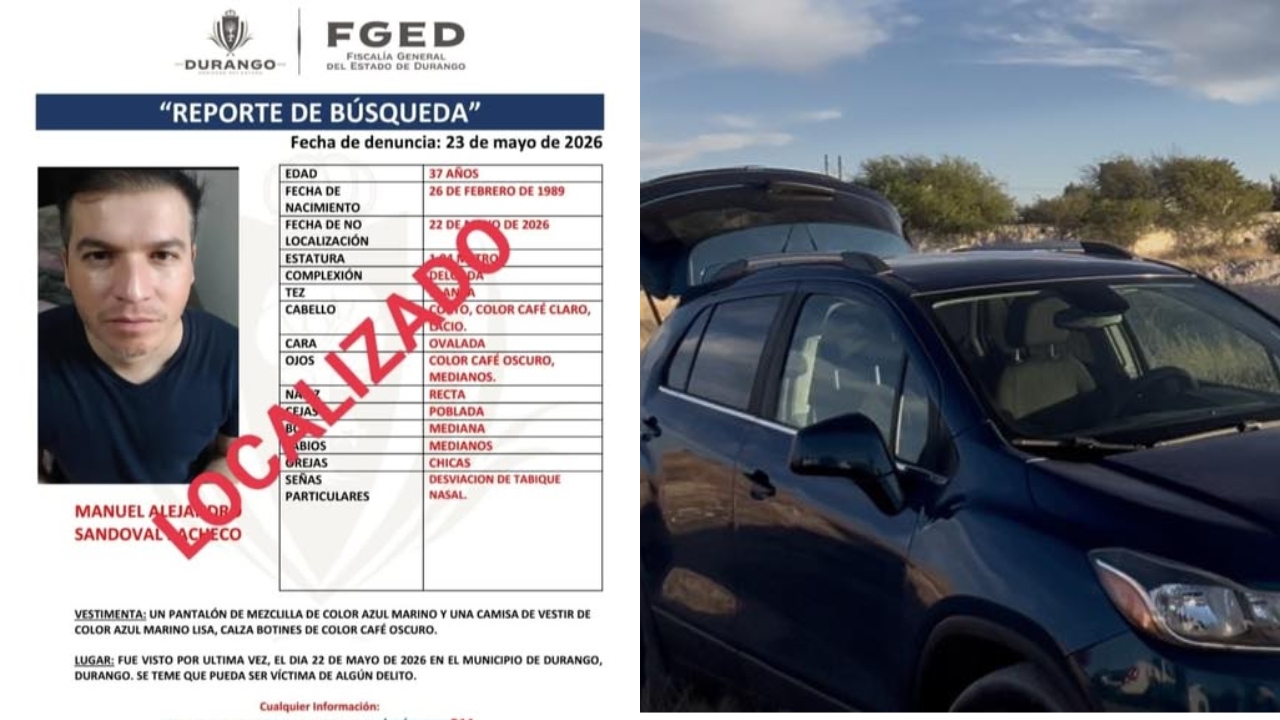 Localizan a maestro reportado como desaparecido en Durango; esposa ...