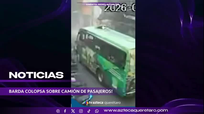 Muro cae sobre autobús en Cuauhtémoc