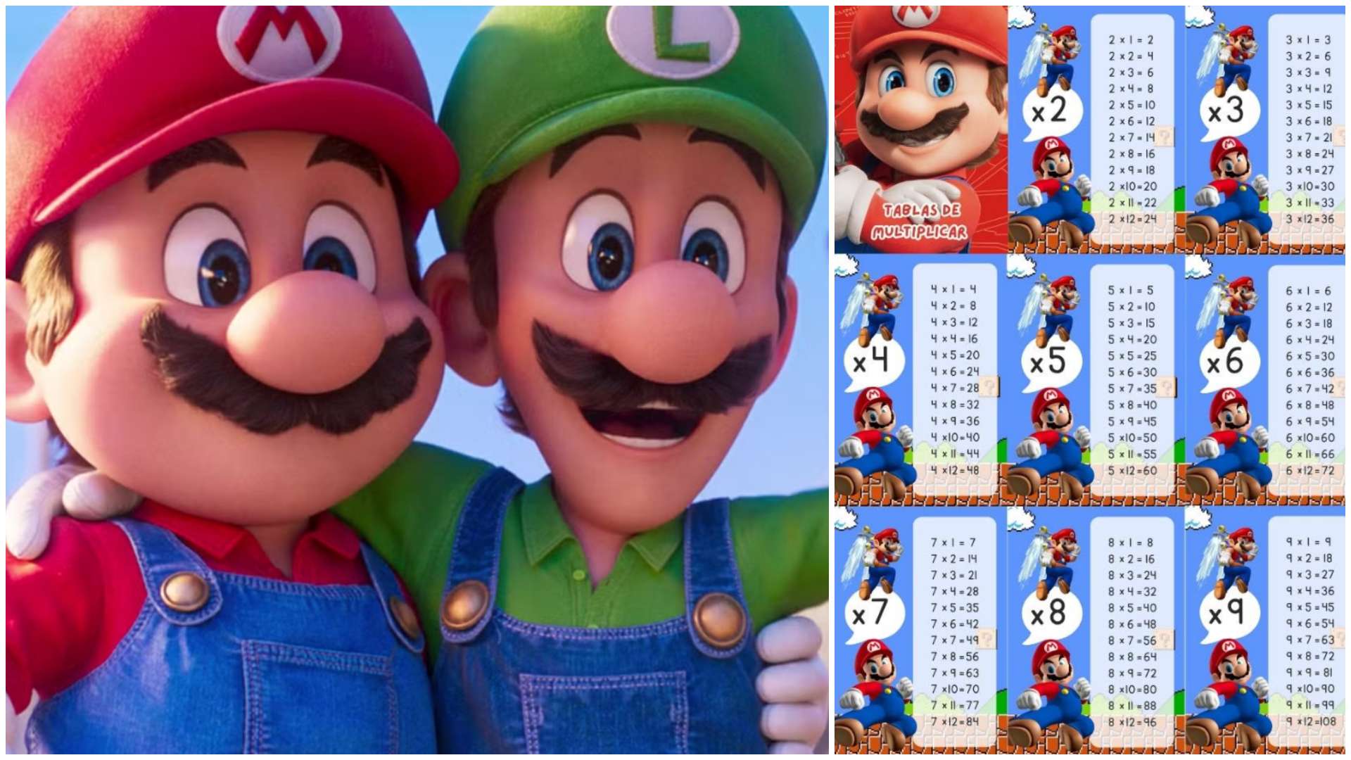 Tablas de multiplicar de Super Mario Bros: 5 ideas para descargar y ...